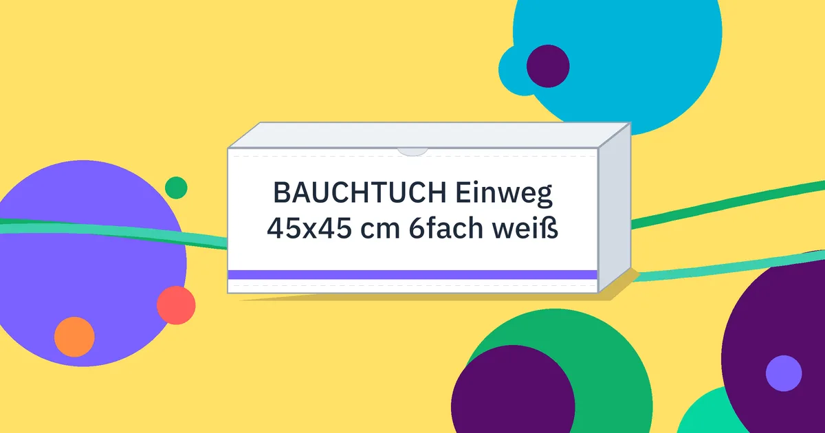 Symbolbild: Packung mit der Aufschrift BAUCHTUCH Einweg 45x45 cm 6fach weiß (PZN 00033471) – Verfügbarkeit und Bezug in Apotheken in Frankfurt am Main