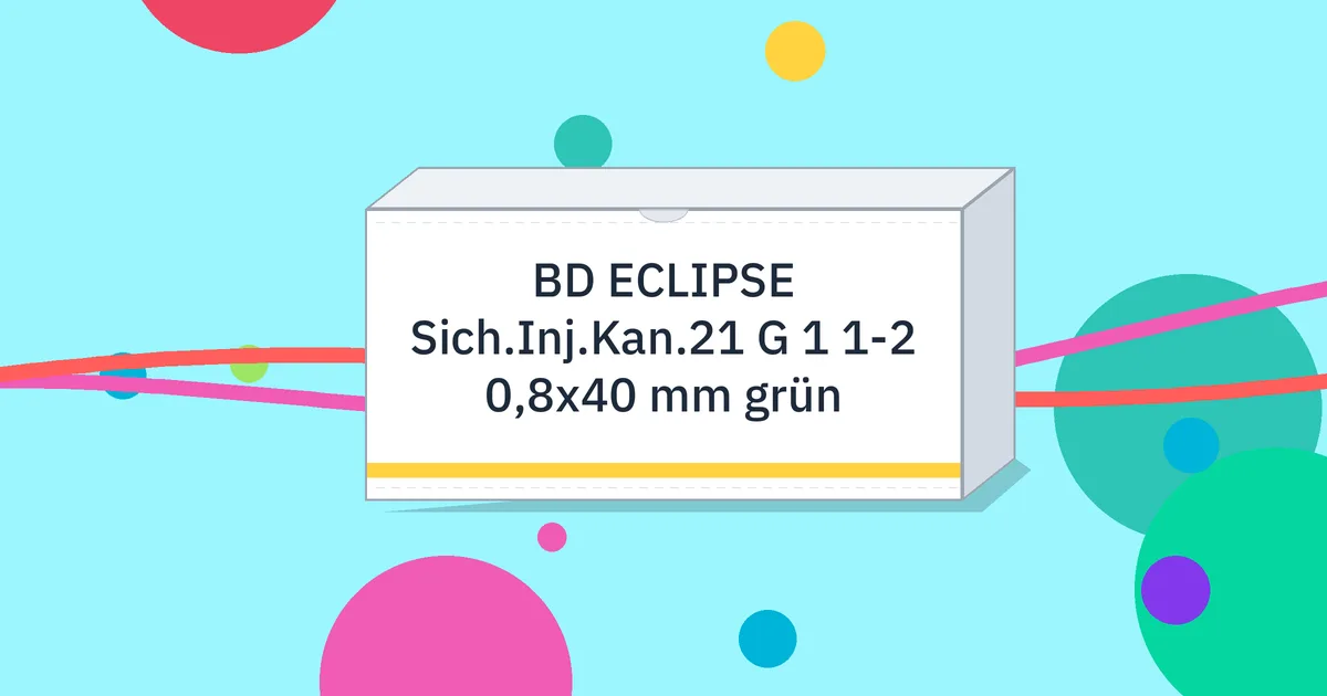 Symbolbild: Packung mit der Aufschrift BD ECLIPSE Sich.Inj.Kan.21 G 1 1-2 0,8x40 mm grün (PZN 11117449) – Verfügbarkeit und Bezug in Apotheken in Frankfurt am Main