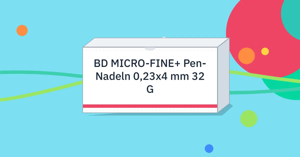 Symbolbild: Packung mit der Aufschrift BD MICRO-FINE+ Pen-Nadeln 0,23x4 mm 32 G (PZN 19822294) – Verfügbarkeit und Bezug in Apotheken in Frankfurt am Main