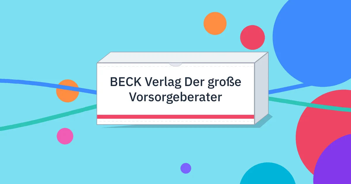 Symbolbild: Packung mit der Aufschrift BECK Verlag Der große Vorsorgeberater (PZN 12772096) – Verfügbarkeit und Bezug in Apotheken in Frankfurt am Main