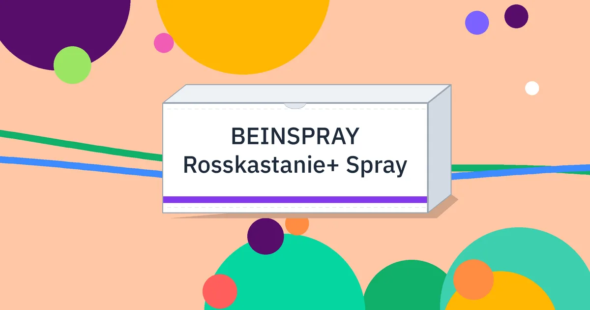 Symbolbild: Packung mit der Aufschrift BEINSPRAY Rosskastanie+ Spray (PZN 19500320) – Verfügbarkeit und Bezug in Apotheken in Frankfurt am Main
