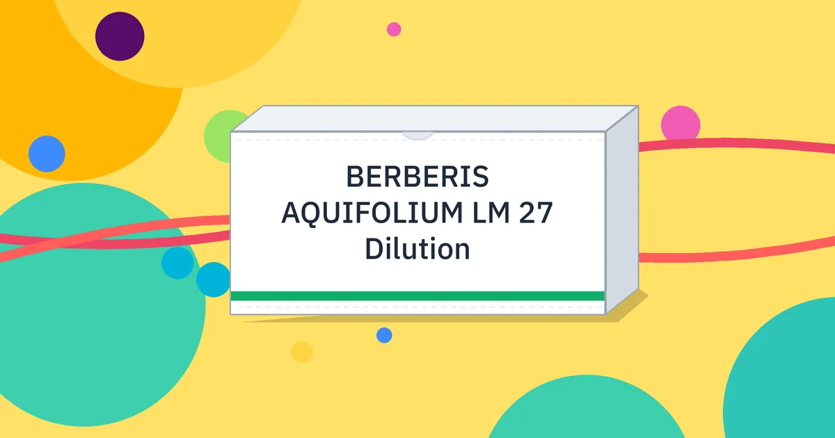 Symbolbild: Packung mit der Aufschrift BERBERIS AQUIFOLIUM LM 27 Dilution (PZN 13383557) – Verfügbarkeit und Bezug in Apotheken in Frankfurt am Main