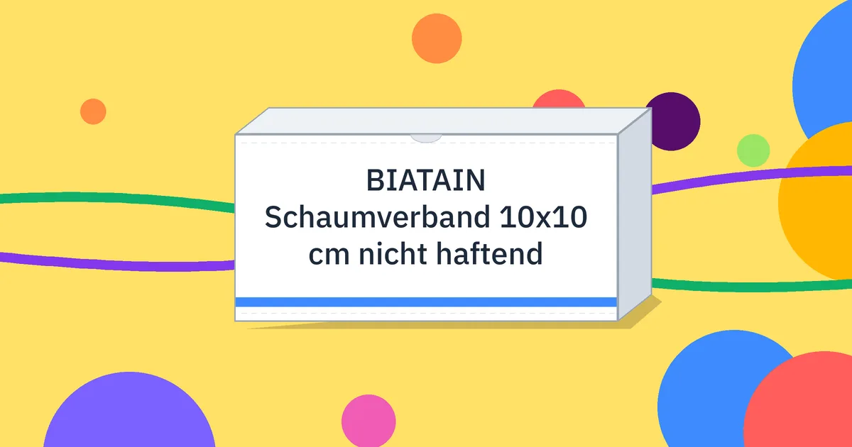 Symbolbild: Packung mit der Aufschrift BIATAIN Schaumverband 10x10 cm nicht haftend (PZN 19855537) – Verfügbarkeit und Bezug in Apotheken in Frankfurt am Main