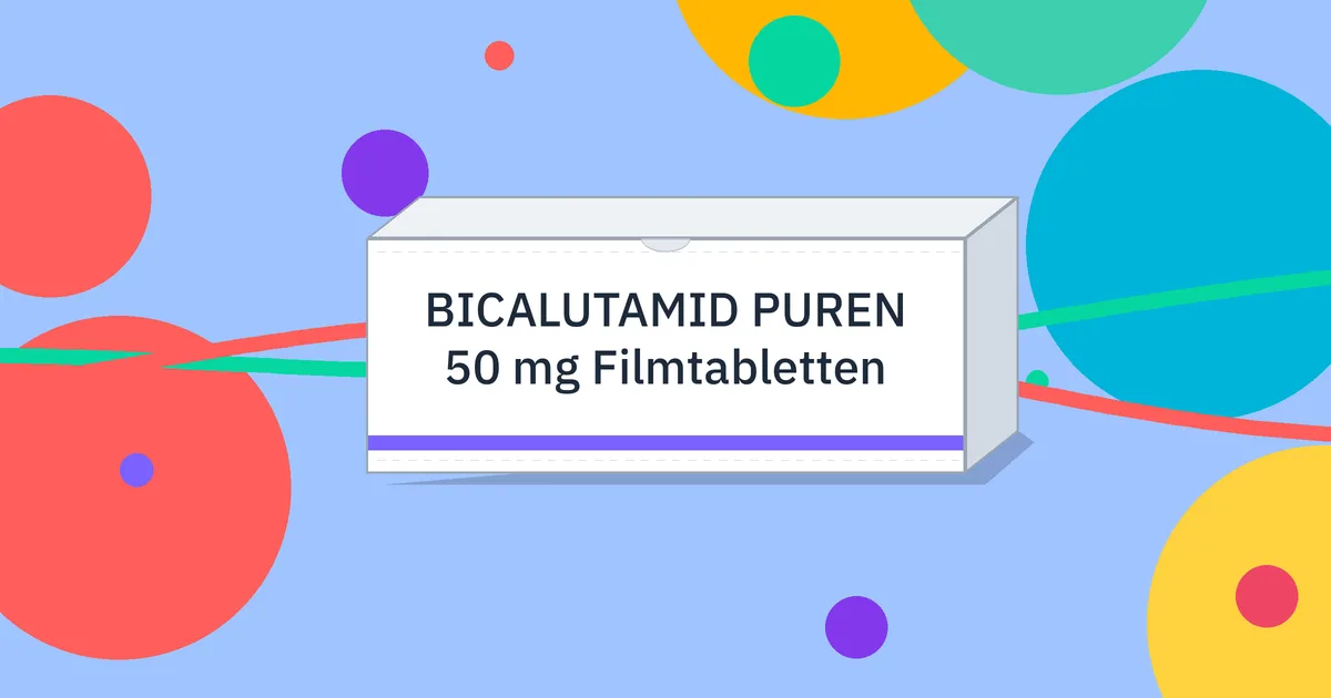 Symbolbild: Packung mit der Aufschrift BICALUTAMID PUREN 50 mg Filmtabletten (PZN 11353440) – Verfügbarkeit und Bezug in Apotheken in Frankfurt am Main
