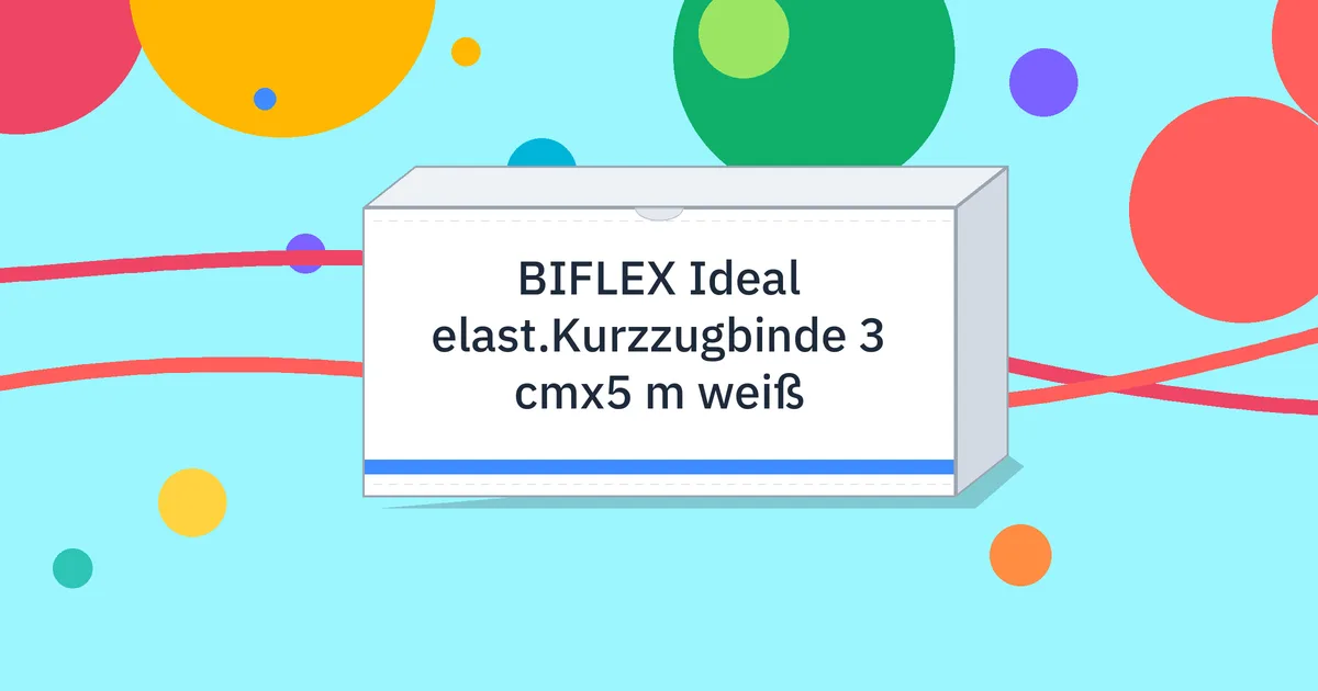Symbolbild: Packung mit der Aufschrift BIFLEX Ideal elast.Kurzzugbinde 3 cmx5 m weiß (PZN 11001066) – Verfügbarkeit und Bezug in Apotheken in Frankfurt am Main