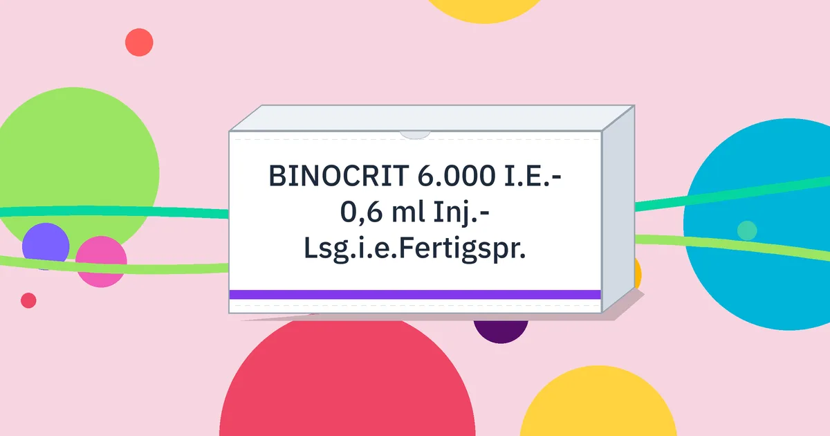 Symbolbild: Packung mit der Aufschrift BINOCRIT 6.000 I.E.-0,6 ml Inj.-Lsg.i.e.Fertigspr. (PZN 17183737) – Verfügbarkeit und Bezug in Apotheken in Frankfurt am Main