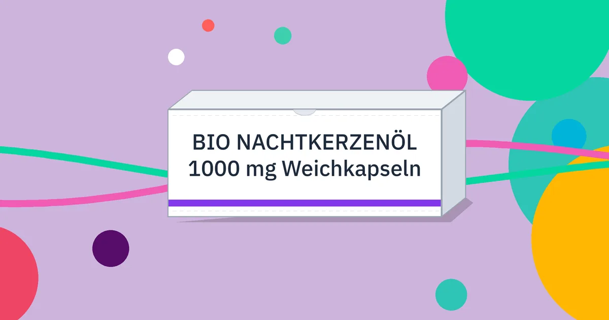 Symbolbild: Packung mit der Aufschrift BIO NACHTKERZENÖL 1000 mg Weichkapseln (PZN 20610410) – Verfügbarkeit und Bezug in Apotheken in Frankfurt am Main