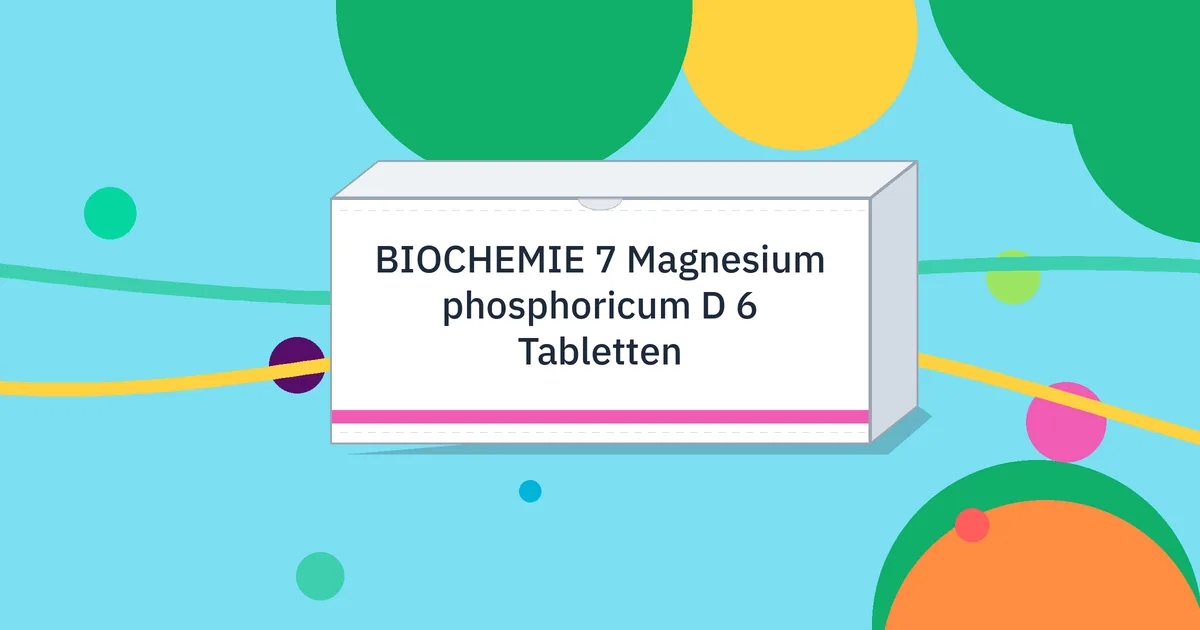 Symbolbild: Packung mit der Aufschrift BIOCHEMIE 7 Magnesium phosphoricum D 6 Tabletten (PZN 01073550) – Verfügbarkeit und Bezug in Apotheken in Frankfurt am Main