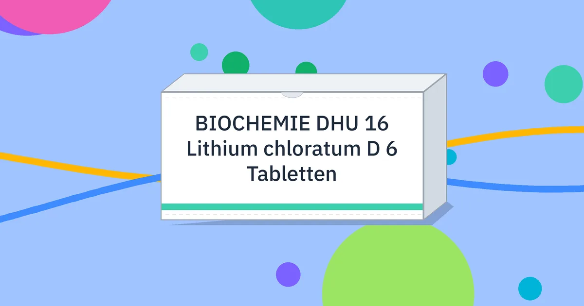 Symbolbild: Packung mit der Aufschrift BIOCHEMIE DHU 16 Lithium chloratum D 6 Tabletten (PZN 02581188) – Verfügbarkeit und Bezug in Apotheken in Frankfurt am Main