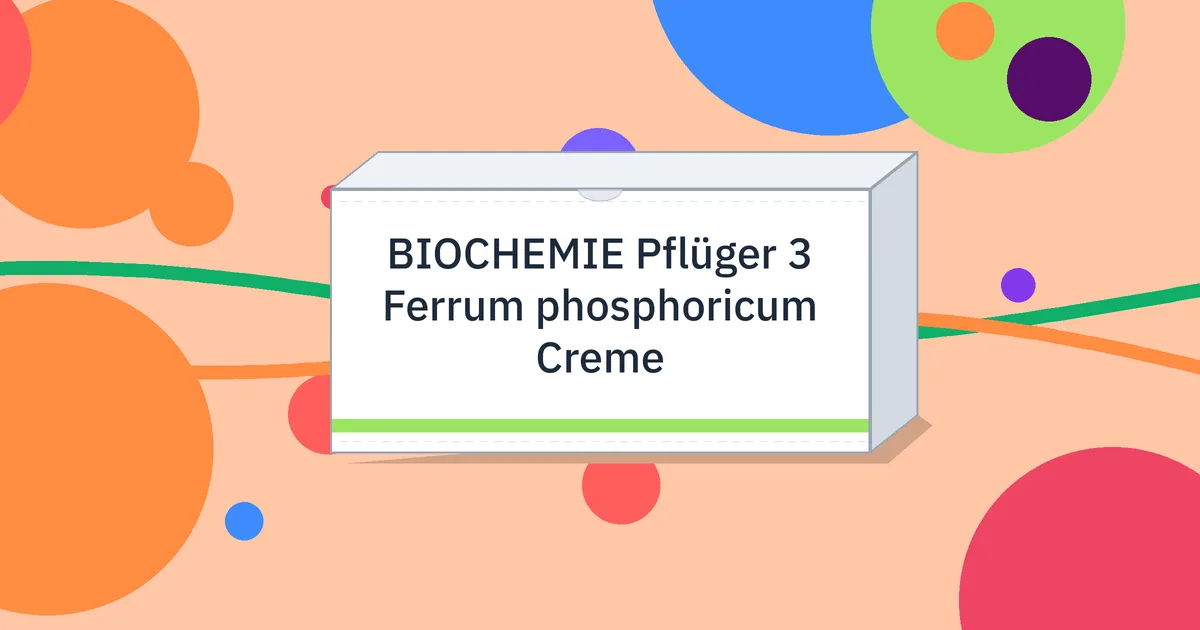 Symbolbild: Packung mit der Aufschrift BIOCHEMIE Pflüger 3 Ferrum phosphoricum Creme (PZN 05992710) – Verfügbarkeit und Bezug in Apotheken in Frankfurt am Main
