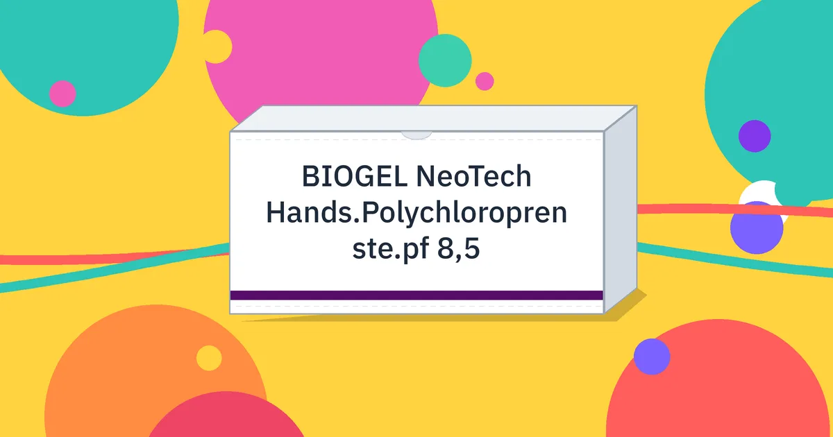 Symbolbild: Packung mit der Aufschrift BIOGEL NeoTech Hands.Polychloropren ste.pf 8,5 (PZN 20867066) – Verfügbarkeit und Bezug in Apotheken in Frankfurt am Main