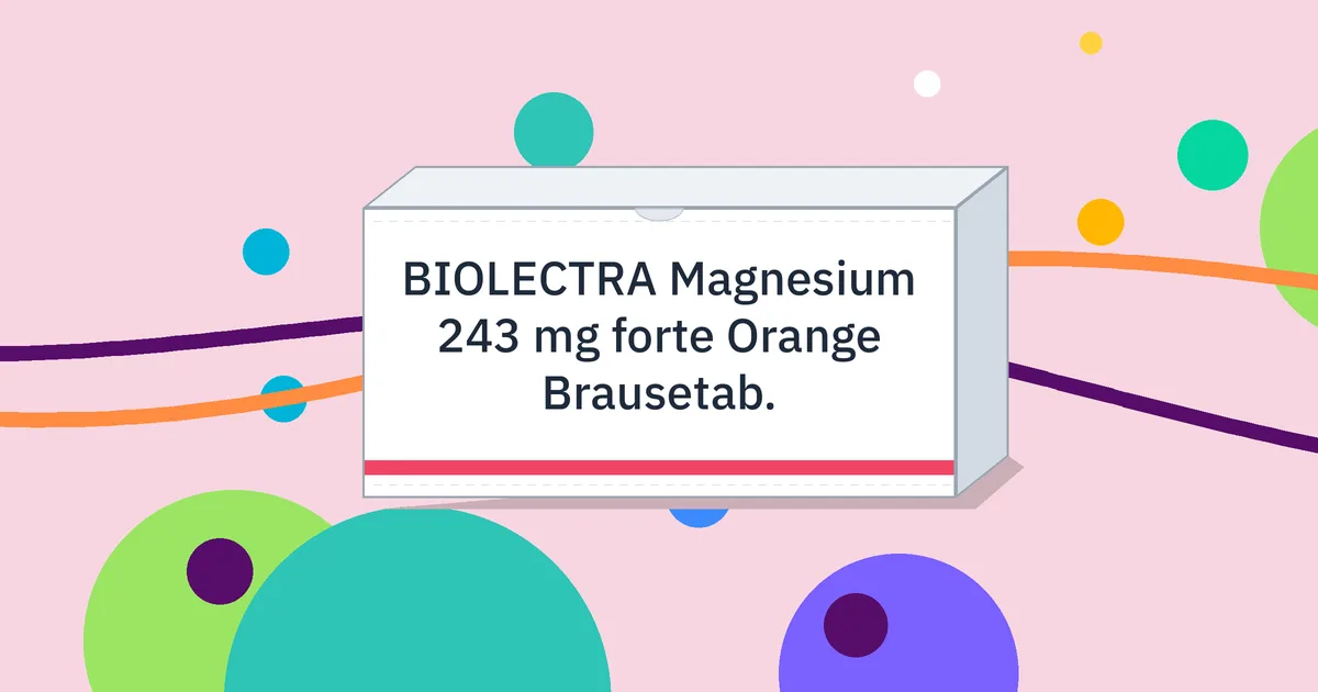 Symbolbild: Packung mit der Aufschrift BIOLECTRA Magnesium 243 mg forte Orange Brausetab. (PZN 06734832) – Verfügbarkeit und Bezug in Apotheken in Frankfurt am Main