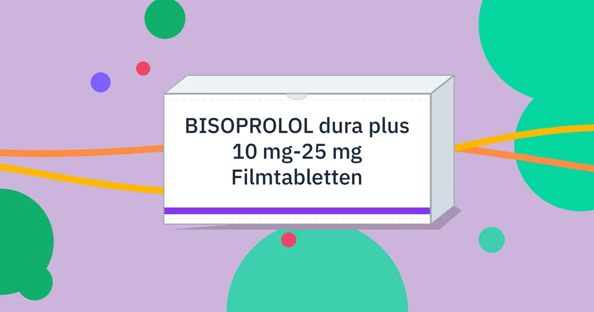 Symbolbild: Packung mit der Aufschrift BISOPROLOL dura plus 10 mg-25 mg Filmtabletten (PZN 04838214) – Verfügbarkeit und Bezug in Apotheken in Frankfurt am Main