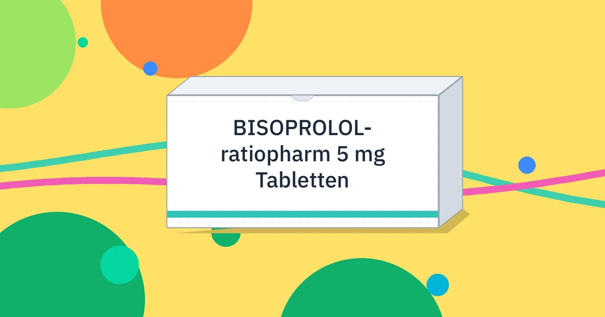 Symbolbild: Packung mit der Aufschrift BISOPROLOL-ratiopharm 5 mg Tabletten (PZN 06865959) – Verfügbarkeit und Bezug in Apotheken in Frankfurt am Main