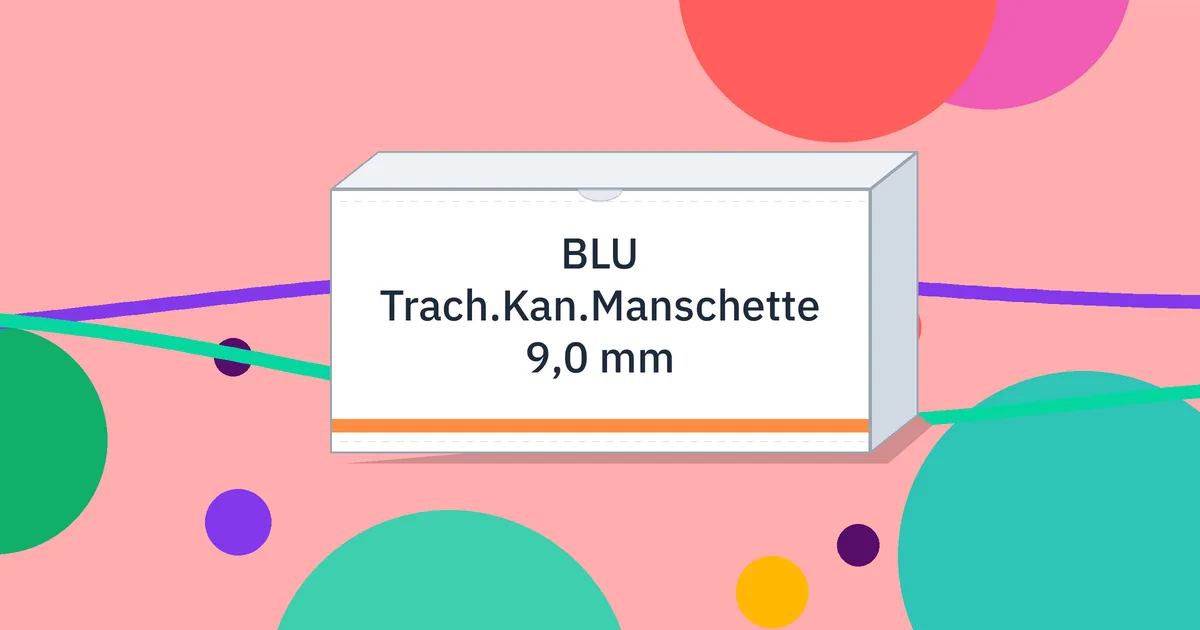 Symbolbild: Packung mit der Aufschrift BLU Trach.Kan.Manschette 9,0 mm (PZN 02150198) – Verfügbarkeit und Bezug in Apotheken in Frankfurt am Main