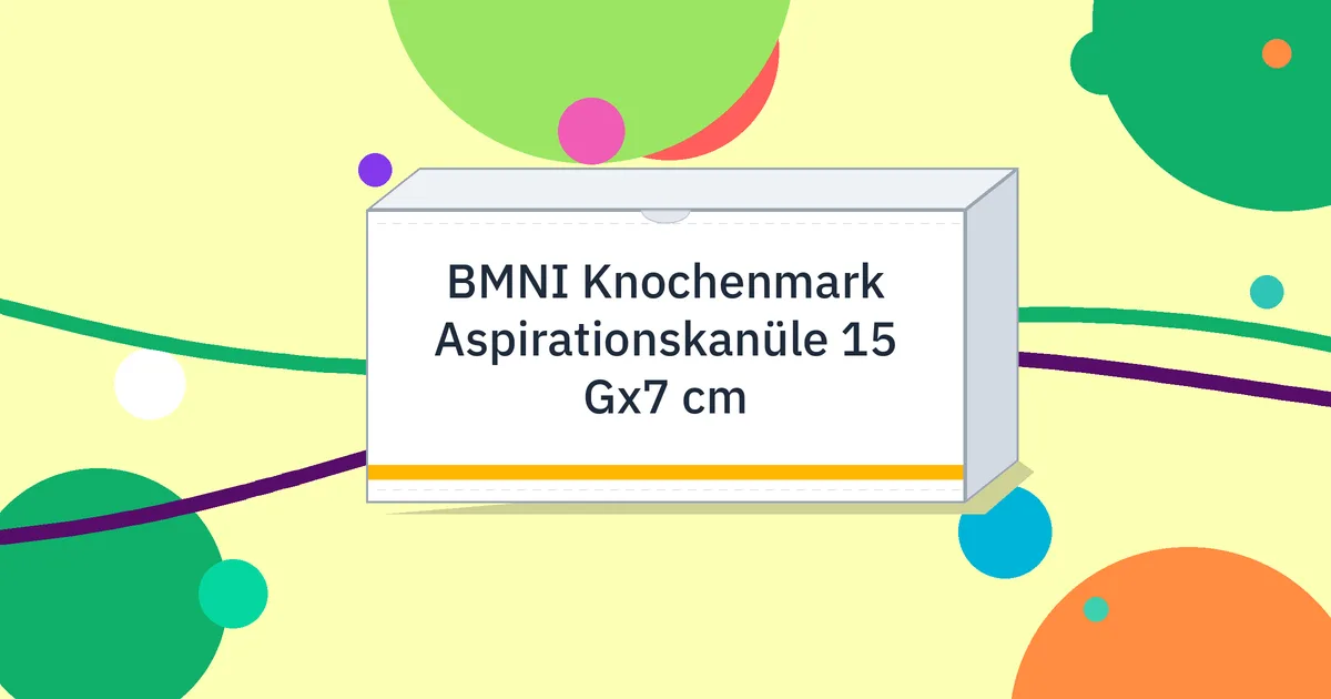 Symbolbild: Packung mit der Aufschrift BMNI Knochenmark Aspirationskanüle 15 Gx7 cm (PZN 06125889) – Verfügbarkeit und Bezug in Apotheken in Frankfurt am Main