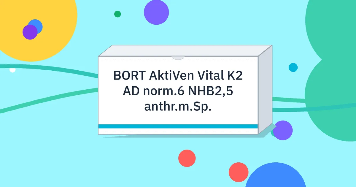 Symbolbild: Packung mit der Aufschrift BORT AktiVen Vital K2 AD norm.6 NHB2,5 anthr.m.Sp. (PZN 17499794) – Verfügbarkeit und Bezug in Apotheken in Frankfurt am Main
