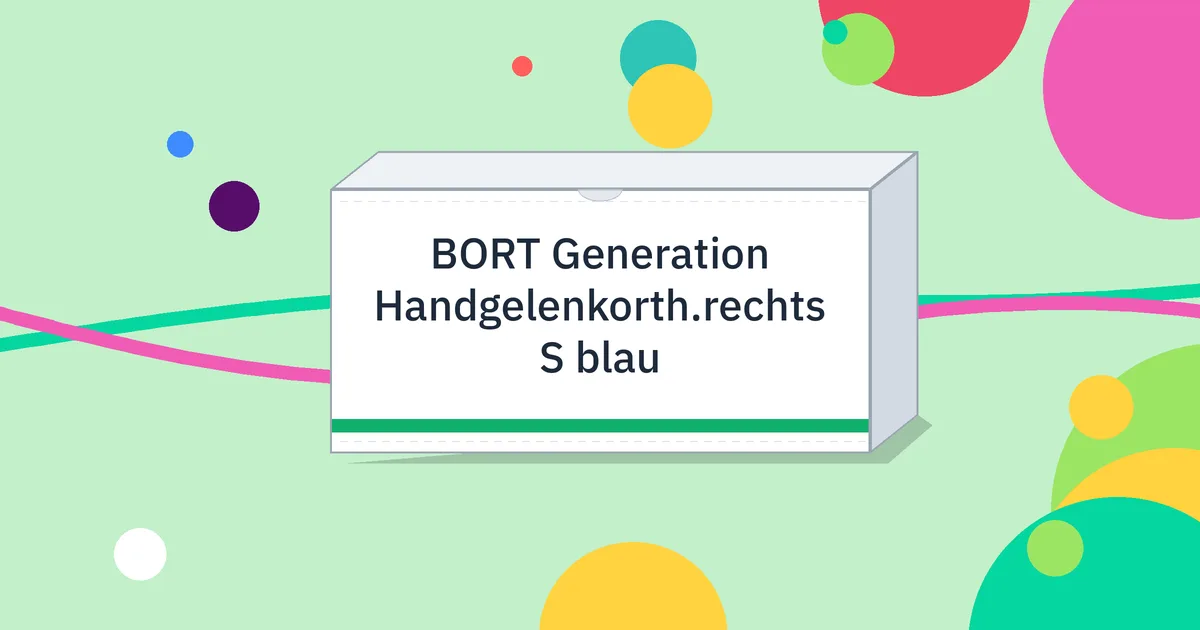 Symbolbild: Packung mit der Aufschrift BORT Generation Handgelenkorth.rechts S blau (PZN 11581655) – Verfügbarkeit und Bezug in Apotheken in Frankfurt am Main