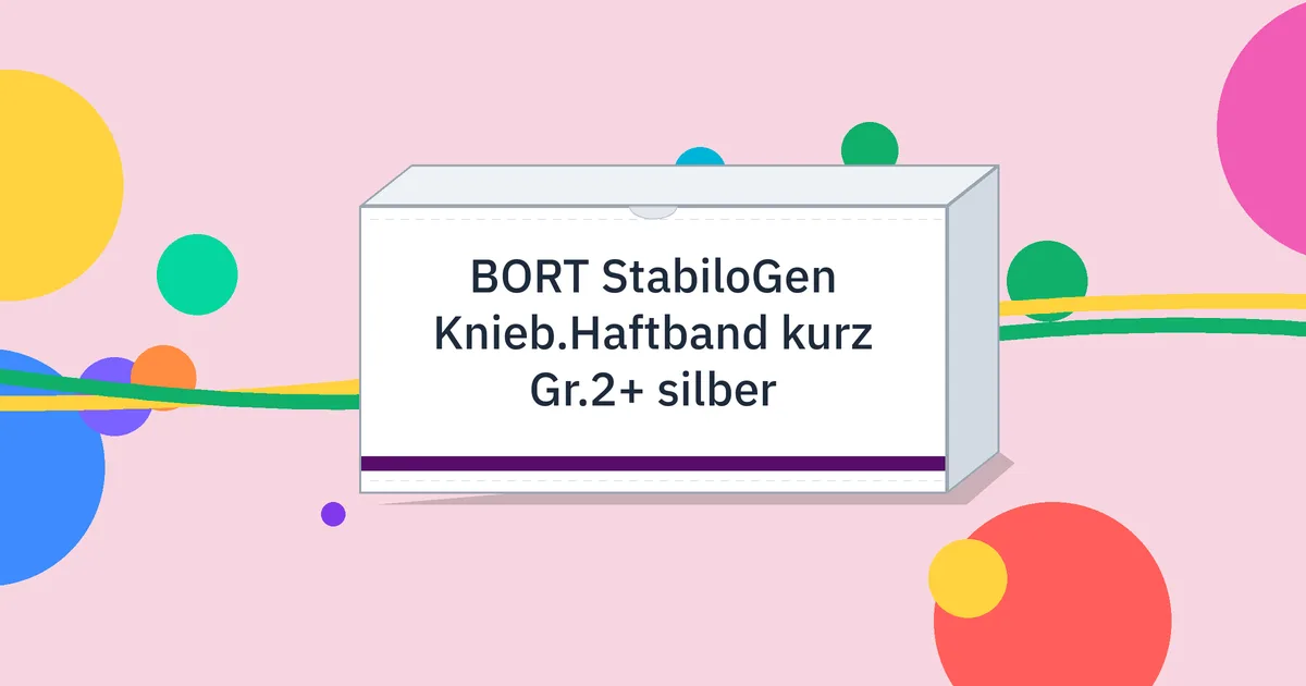 Symbolbild: Packung mit der Aufschrift BORT StabiloGen Knieb.Haftband kurz Gr.2+ silber (PZN 16847276) – Verfügbarkeit und Bezug in Apotheken in Frankfurt am Main
