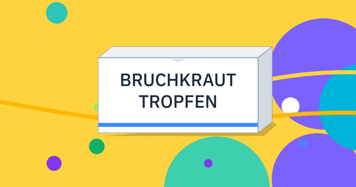 Symbolbild: Packung mit der Aufschrift BRUCHKRAUT TROPFEN (PZN 14128637) – Verfügbarkeit und Bezug in Apotheken in Frankfurt am Main