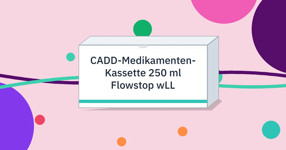 Symbolbild: Packung mit der Aufschrift CADD-Medikamenten-Kassette 250 ml Flowstop wLL (PZN 19176204) – Verfügbarkeit und Bezug in Apotheken in Frankfurt am Main