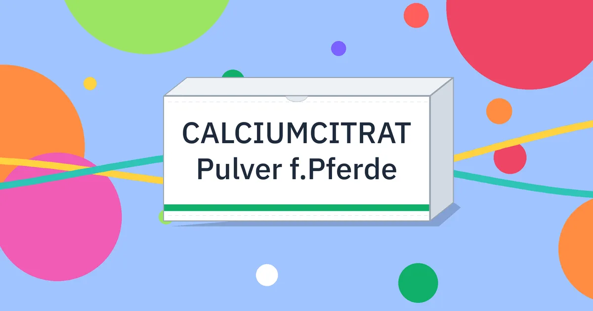 Symbolbild: Packung mit der Aufschrift CALCIUMCITRAT Pulver f.Pferde (PZN 16831654) – Verfügbarkeit und Bezug in Apotheken in Frankfurt am Main