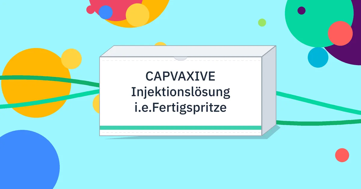 Symbolbild: Packung mit der Aufschrift CAPVAXIVE Injektionslösung i.e.Fertigspritze (PZN 20518733) – Verfügbarkeit und Bezug in Apotheken in Frankfurt am Main