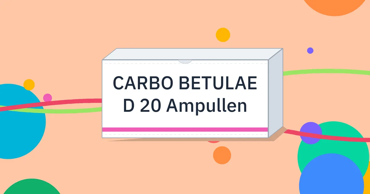Symbolbild: Packung mit der Aufschrift CARBO BETULAE D 20 Ampullen (PZN 01620124) – Verfügbarkeit und Bezug in Apotheken in Frankfurt am Main