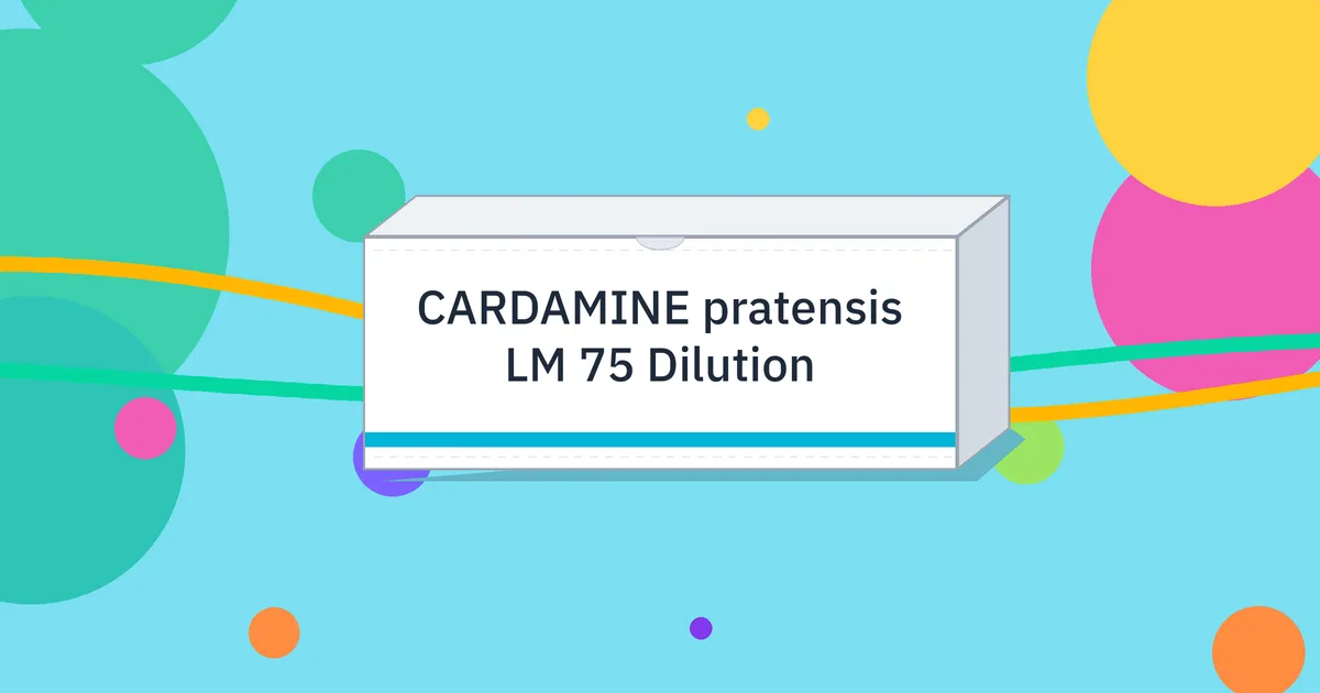 Symbolbild: Packung mit der Aufschrift CARDAMINE pratensis LM 75 Dilution (PZN 13429414) – Verfügbarkeit und Bezug in Apotheken in Frankfurt am Main