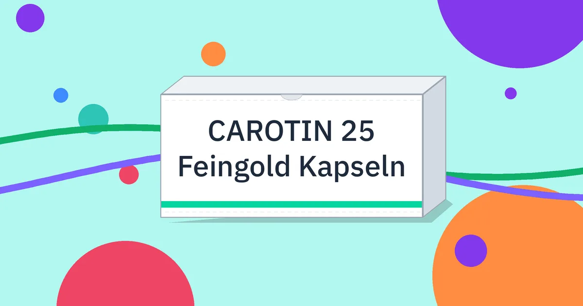Symbolbild: Packung mit der Aufschrift CAROTIN 25 Feingold Kapseln (PZN 08625805) – Verfügbarkeit und Bezug in Apotheken in Frankfurt am Main