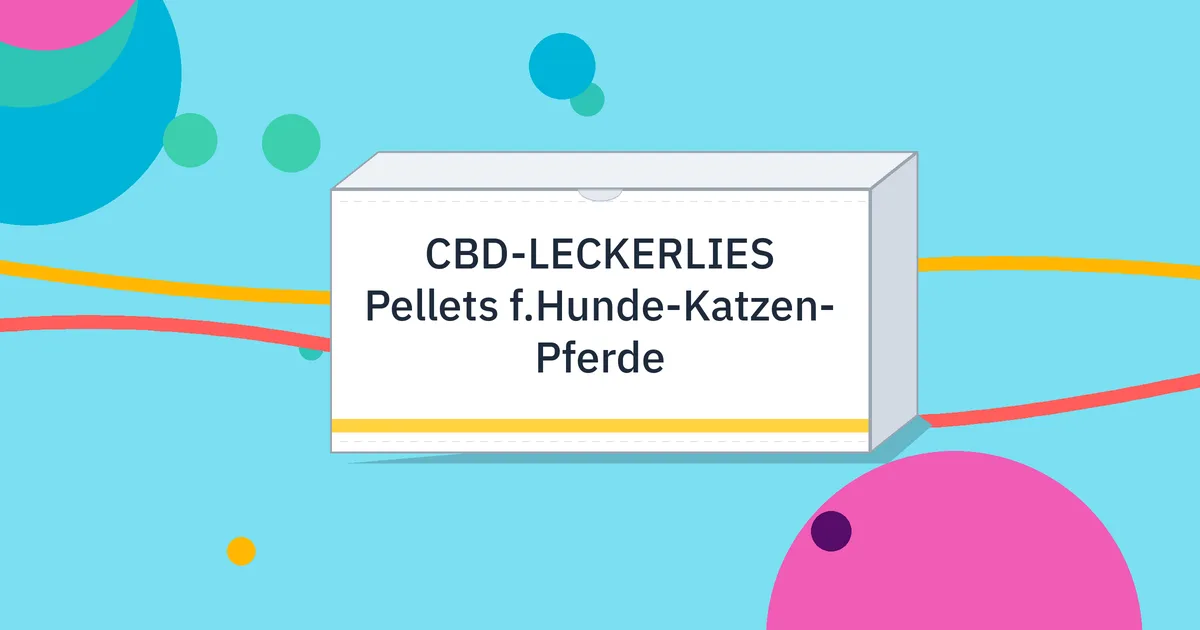 Symbolbild: Packung mit der Aufschrift CBD-LECKERLIES Pellets f.Hunde-Katzen-Pferde (PZN 17873614) – Verfügbarkeit und Bezug in Apotheken in Frankfurt am Main