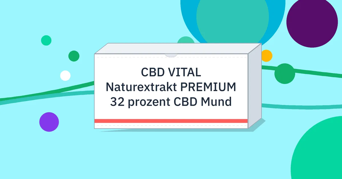 Symbolbild: Packung mit der Aufschrift CBD VITAL Naturextrakt PREMIUM 32 prozent CBD Mund (PZN 19340224) – Verfügbarkeit und Bezug in Apotheken in Frankfurt am Main