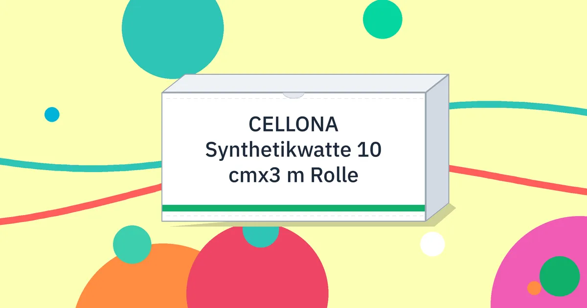 Symbolbild: Packung mit der Aufschrift CELLONA Synthetikwatte 10 cmx3 m Rolle (PZN 17450977) – Verfügbarkeit und Bezug in Apotheken in Frankfurt am Main