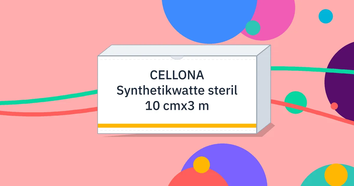 Symbolbild: Packung mit der Aufschrift CELLONA Synthetikwatte steril 10 cmx3 m (PZN 16537274) – Verfügbarkeit und Bezug in Apotheken in Frankfurt am Main