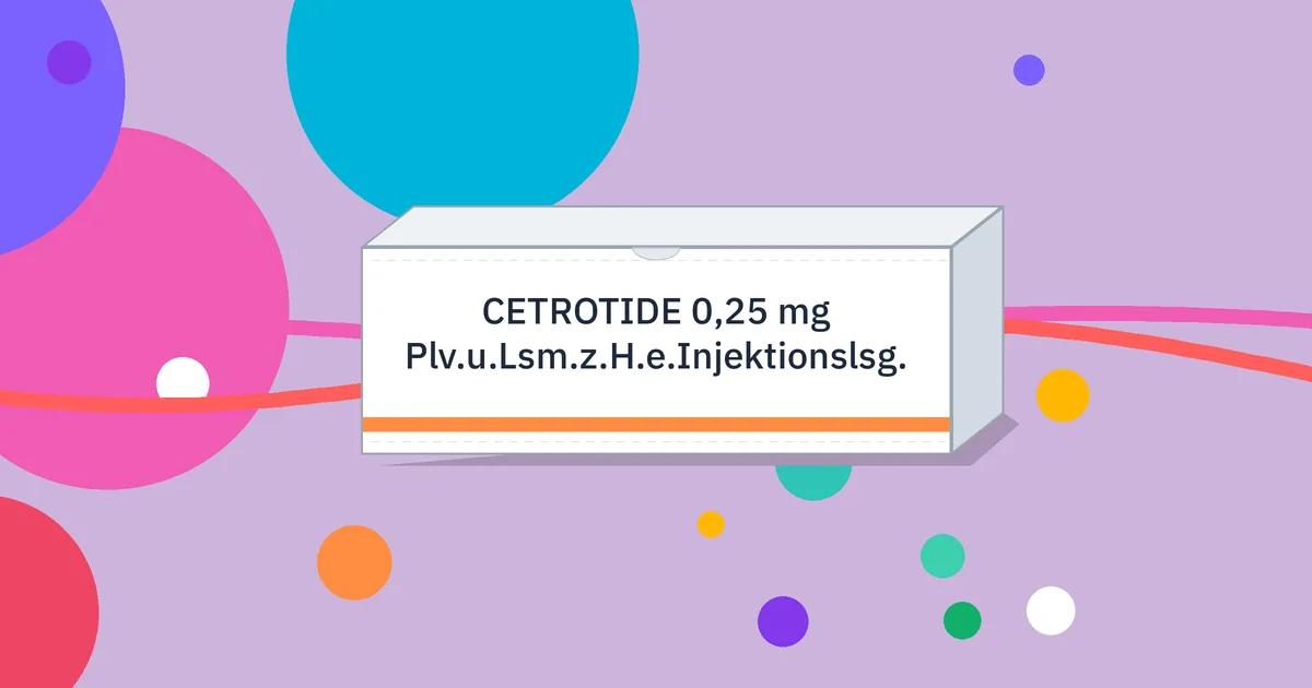 Symbolbild: Packung mit der Aufschrift CETROTIDE 0,25 mg Plv.u.Lsm.z.H.e.Injektionslsg. (PZN 13989219) – Verfügbarkeit und Bezug in Apotheken in Frankfurt am Main