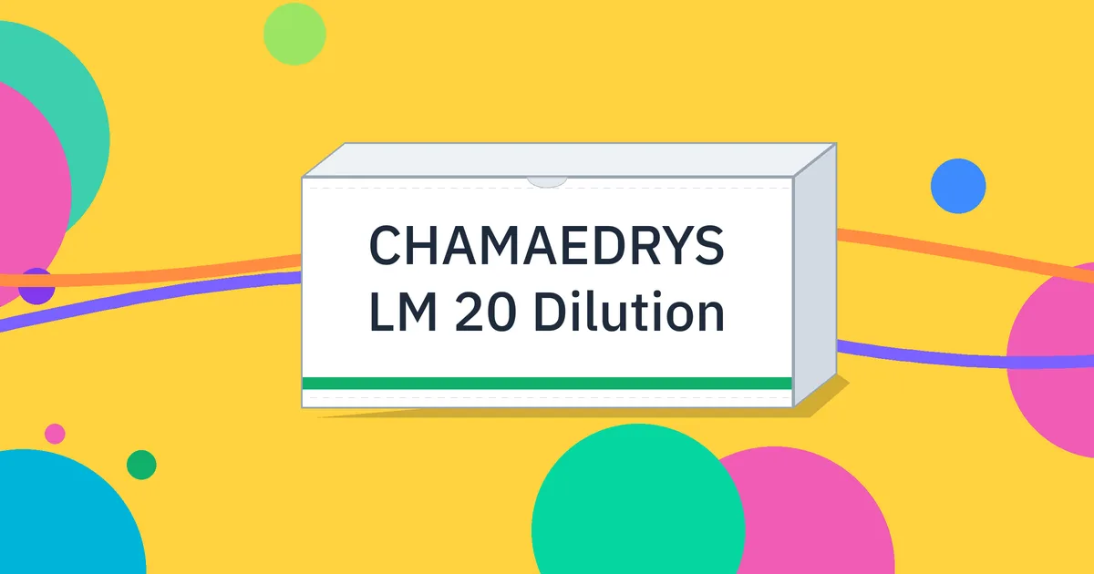 Symbolbild: Packung mit der Aufschrift CHAMAEDRYS LM 20 Dilution (PZN 13438608) – Verfügbarkeit und Bezug in Apotheken in Frankfurt am Main