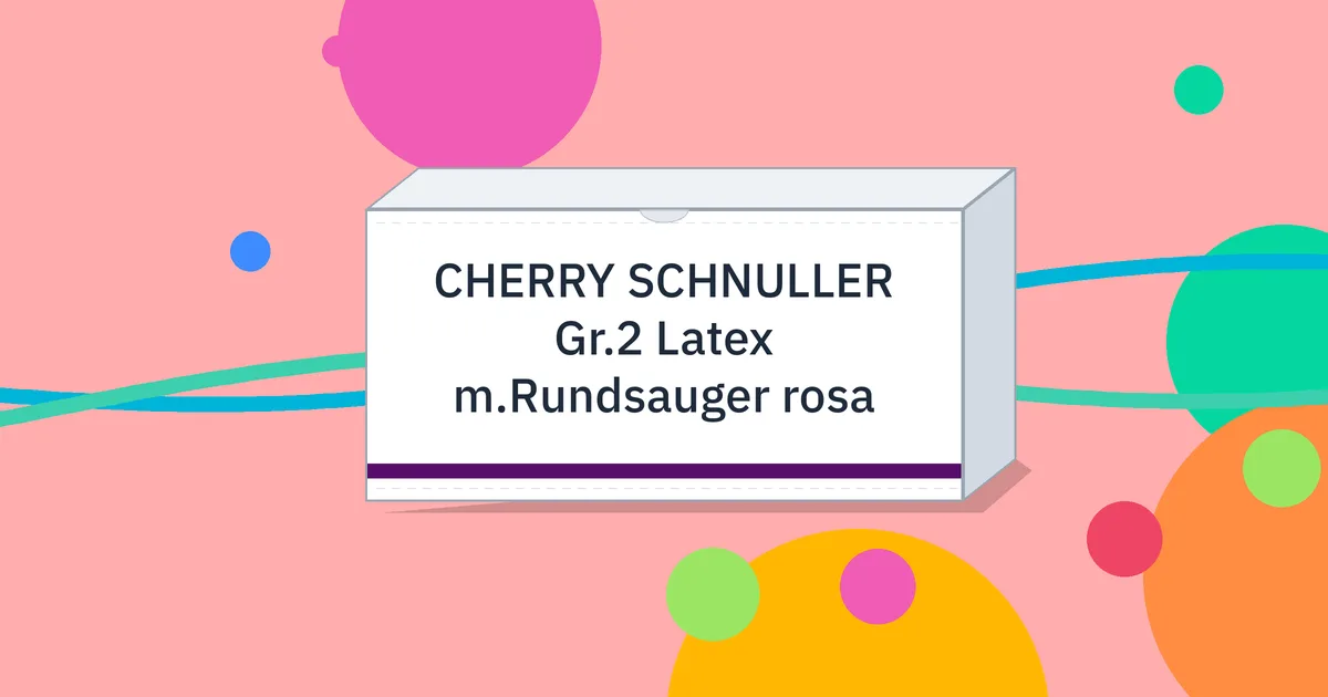 Symbolbild: Packung mit der Aufschrift CHERRY SCHNULLER Gr.2 Latex m.Rundsauger rosa (PZN 08841271) – Verfügbarkeit und Bezug in Apotheken in Frankfurt am Main
