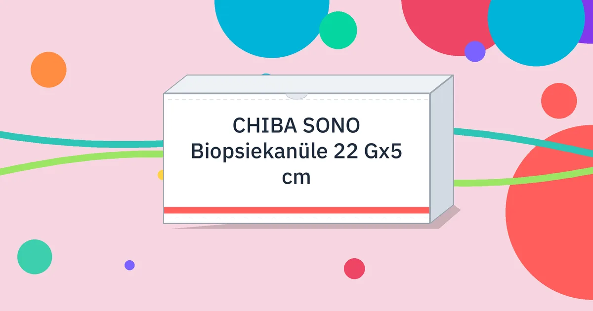 Symbolbild: Packung mit der Aufschrift CHIBA SONO Biopsiekanüle 22 Gx5 cm (PZN 03929251) – Verfügbarkeit und Bezug in Apotheken in Frankfurt am Main