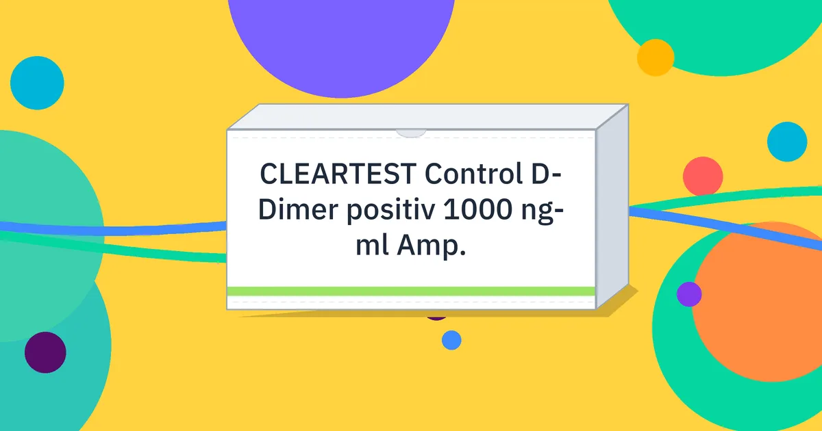 Symbolbild: Packung mit der Aufschrift CLEARTEST Control D-Dimer positiv 1000 ng-ml Amp. (PZN 10629087) – Verfügbarkeit und Bezug in Apotheken in Frankfurt am Main