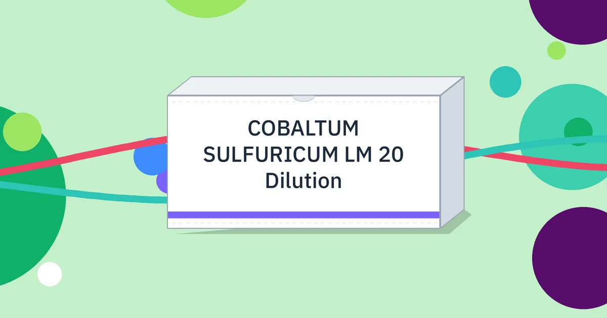 Symbolbild: Packung mit der Aufschrift COBALTUM SULFURICUM LM 20 Dilution (PZN 12824611) – Verfügbarkeit und Bezug in Apotheken in Frankfurt am Main