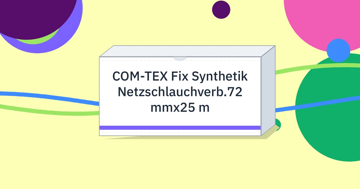 Symbolbild: Packung mit der Aufschrift COM-TEX Fix Synthetik Netzschlauchverb.72 mmx25 m (PZN 04723178) – Verfügbarkeit und Bezug in Apotheken in Frankfurt am Main