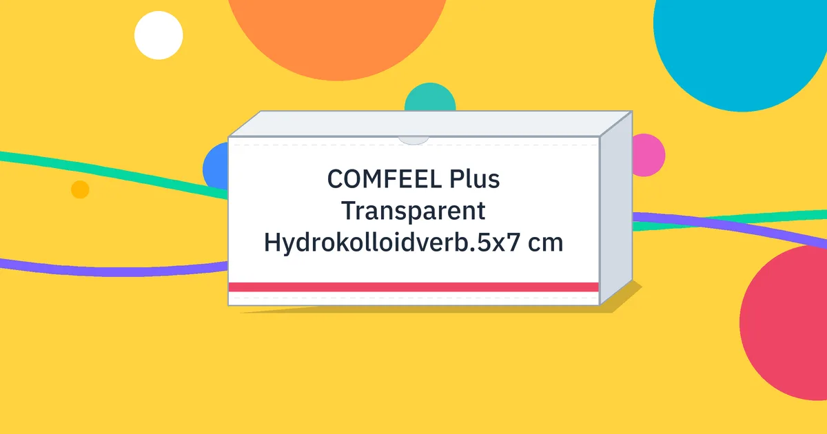 Symbolbild: Packung mit der Aufschrift COMFEEL Plus Transparent Hydrokolloidverb.5x7 cm (PZN 19461985) – Verfügbarkeit und Bezug in Apotheken in Frankfurt am Main