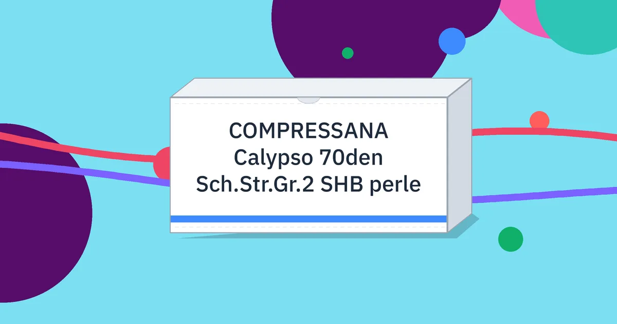 Symbolbild: Packung mit der Aufschrift COMPRESSANA Calypso 70den Sch.Str.Gr.2 SHB perle (PZN 08910836) – Verfügbarkeit und Bezug in Apotheken in Frankfurt am Main