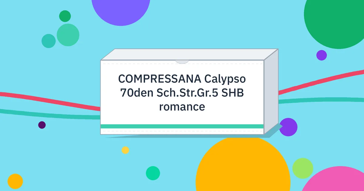 Symbolbild: Packung mit der Aufschrift COMPRESSANA Calypso 70den Sch.Str.Gr.5 SHB romance (PZN 08911066) – Verfügbarkeit und Bezug in Apotheken in Frankfurt am Main