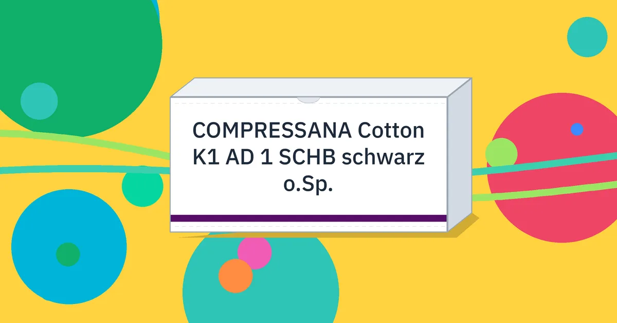 Symbolbild: Packung mit der Aufschrift COMPRESSANA Cotton K1 AD 1 SCHB schwarz o.Sp. (PZN 16958863) – Verfügbarkeit und Bezug in Apotheken in Frankfurt am Main