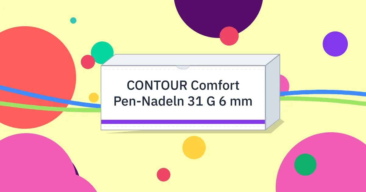 Symbolbild: Packung mit der Aufschrift CONTOUR Comfort Pen-Nadeln 31 G 6 mm (PZN 20380683) – Verfügbarkeit und Bezug in Apotheken in Frankfurt am Main