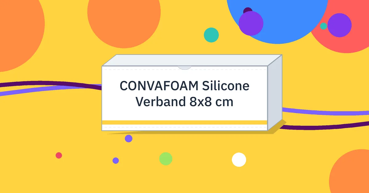 Symbolbild: Packung mit der Aufschrift CONVAFOAM Silicone Verband 8x8 cm (PZN 20393384) – Verfügbarkeit und Bezug in Apotheken in Frankfurt am Main