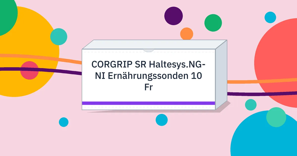 Symbolbild: Packung mit der Aufschrift CORGRIP SR Haltesys.NG-NI Ernährungssonden 10 Fr (PZN 19630672) – Verfügbarkeit und Bezug in Apotheken in Frankfurt am Main
