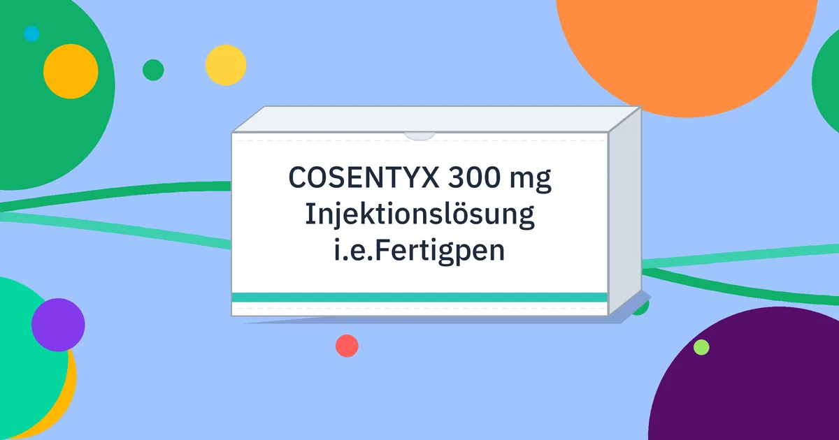 Symbolbild: Packung mit der Aufschrift COSENTYX 300 mg Injektionslösung i.e.Fertigpen (PZN 16507209) – Verfügbarkeit und Bezug in Apotheken in Frankfurt am Main