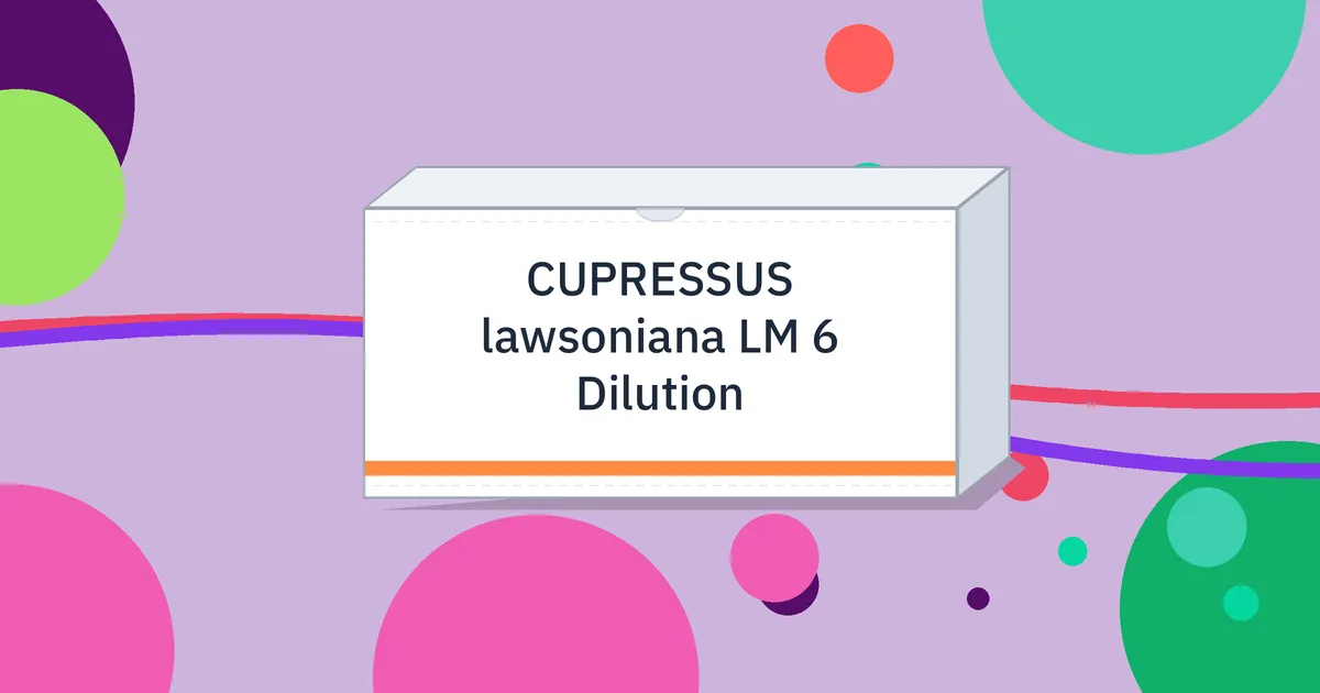 Symbolbild: Packung mit der Aufschrift CUPRESSUS lawsoniana LM 6 Dilution (PZN 13457675) – Verfügbarkeit und Bezug in Apotheken in Frankfurt am Main